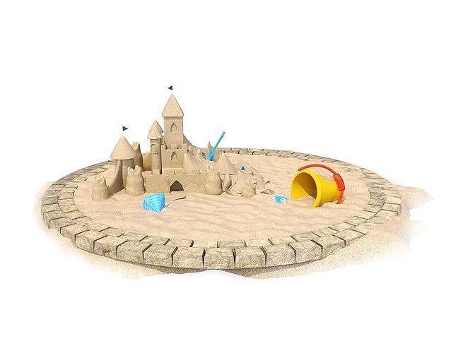 Destroyed Sandcastle with Toys 3D model | CGTrader