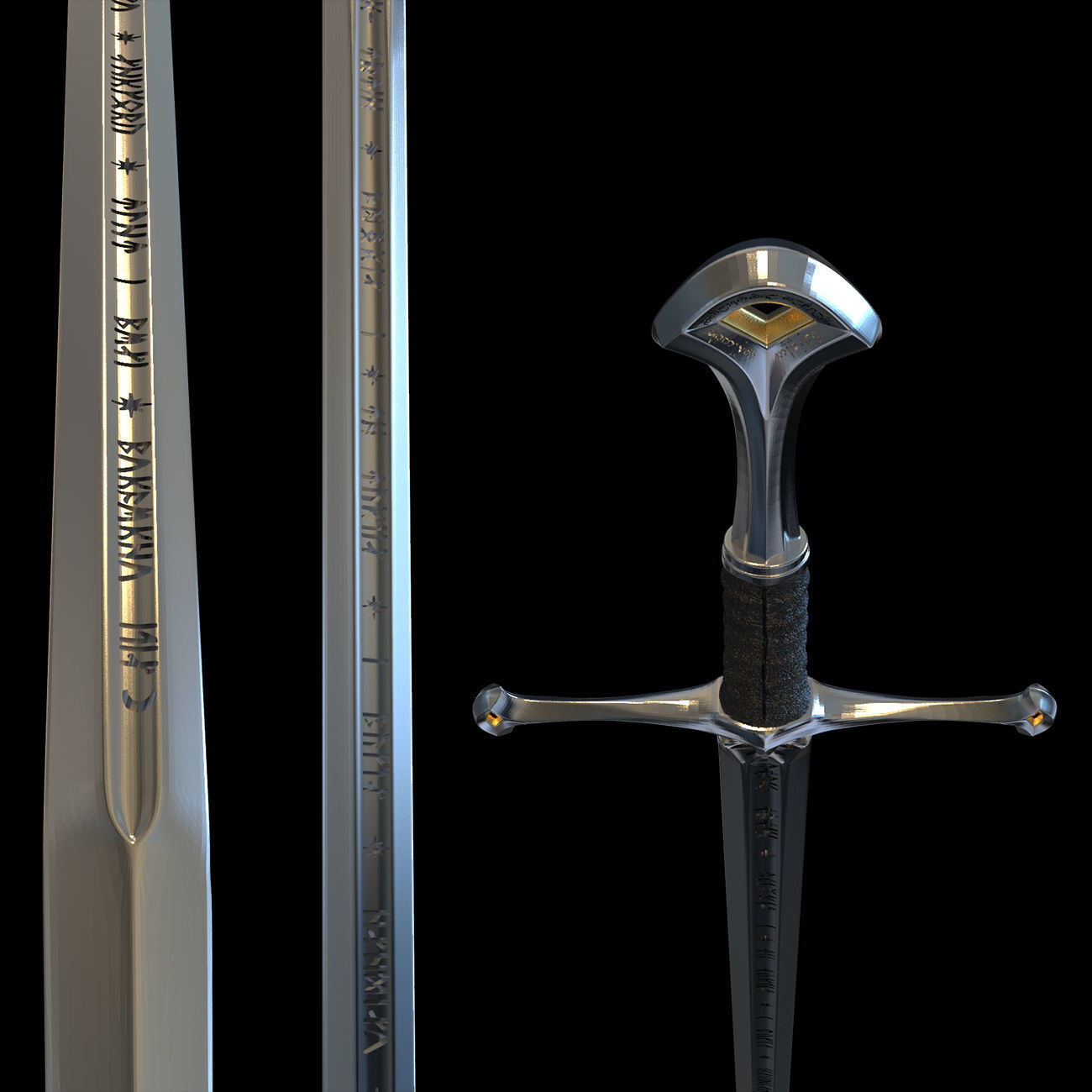 ARAGORN SWORD ANDURIL - LORD OF THE RINGS 3D model 3D printable | CGTrader