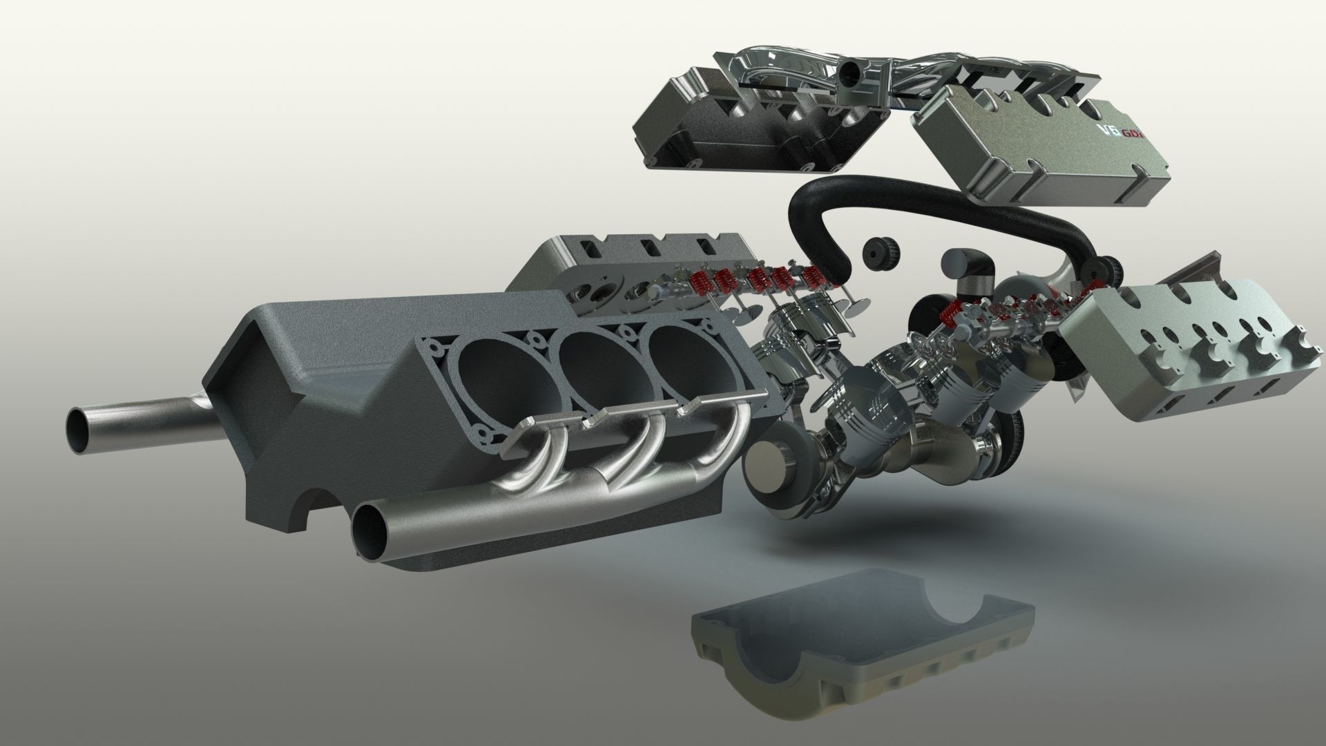 V6 Engine Assembly 3D model | CGTrader