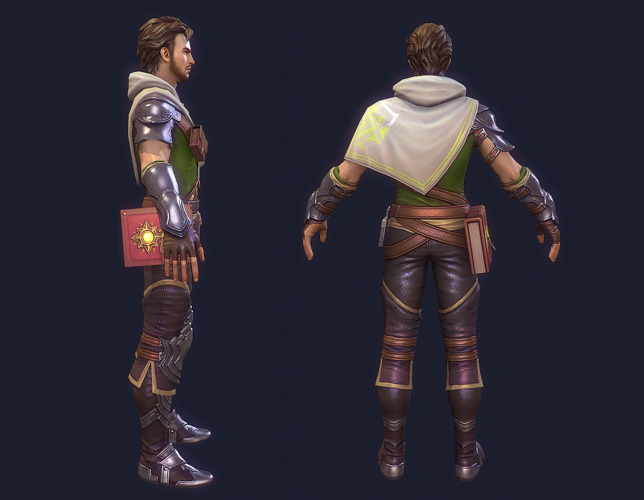 3D model Priest man Cloak Armor Warrior Magic Book Master minister VR ...