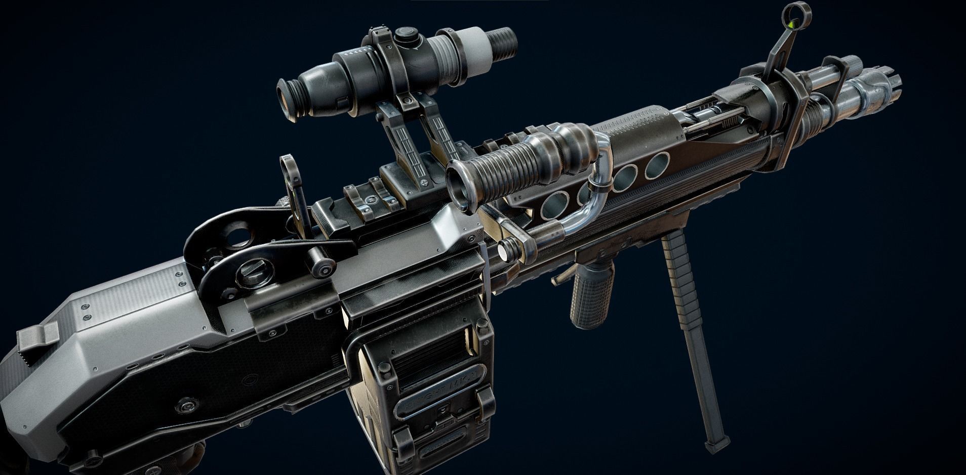 3D model Futuristic Machine Gun VR / AR / low-poly | CGTrader