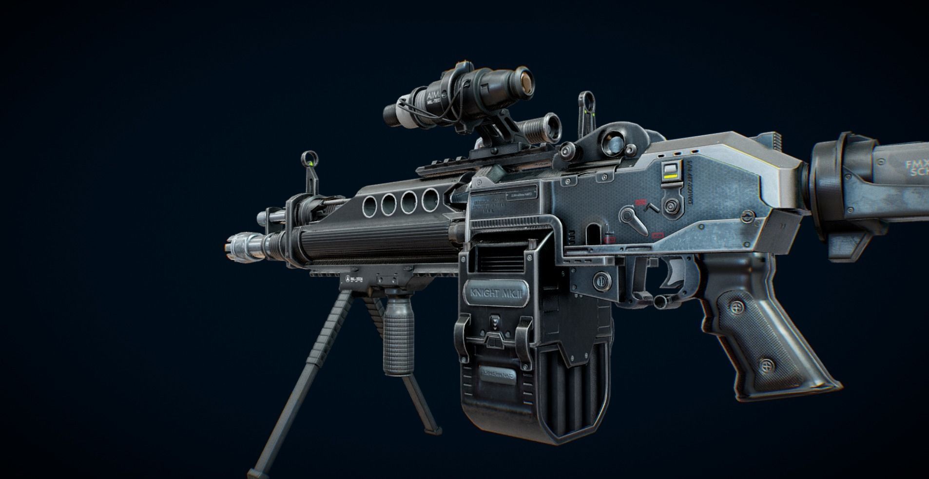 3D model Futuristic Machine Gun VR / AR / low-poly | CGTrader