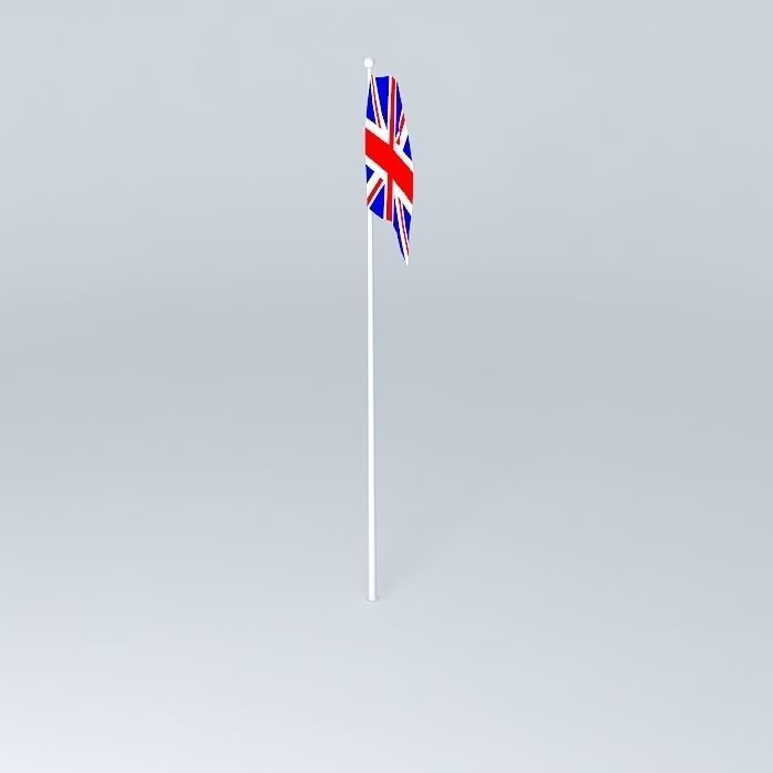 union jack flag on pole free 3D Model MAX OBJ 3DS FBX STL DAE ...