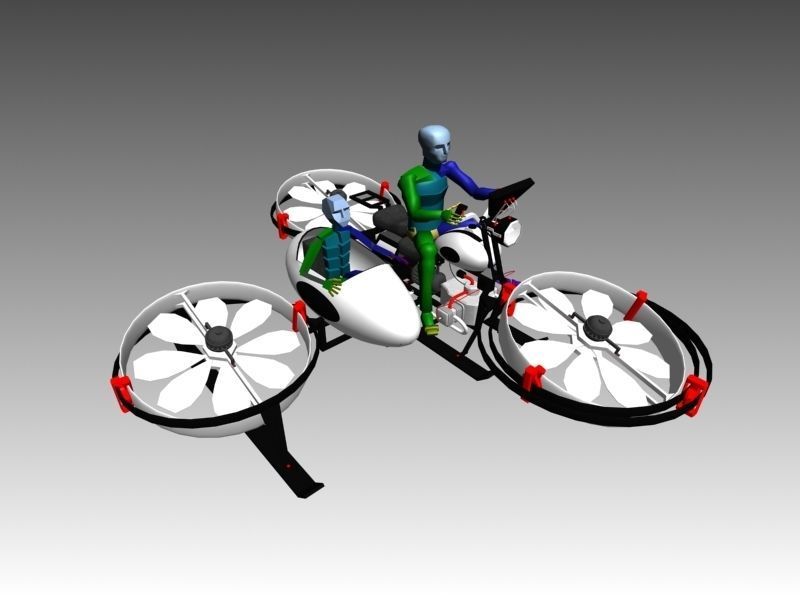 Hover Bike with Sidecar 3D model animated rigged | CGTrader