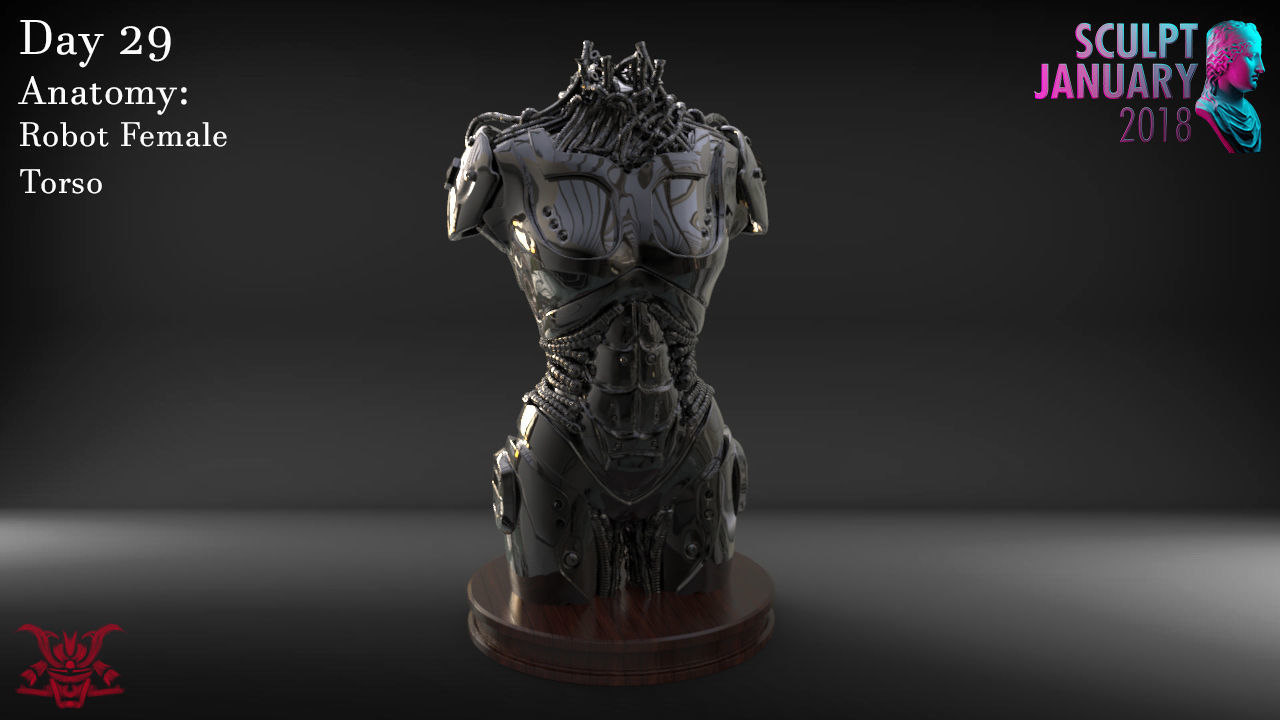 Female Robot Torso Timelapse and Model 3D model 3D printable | CGTrader