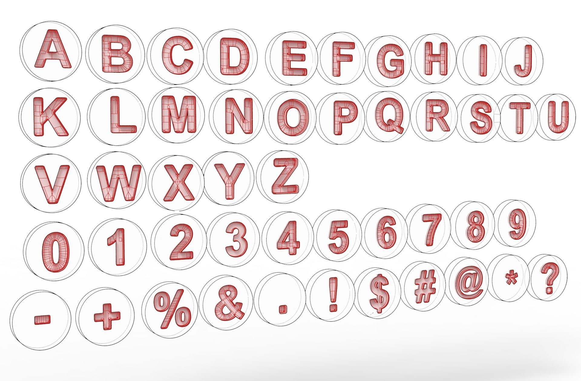 English Letters 3D model in round shape 3D model | CGTrader