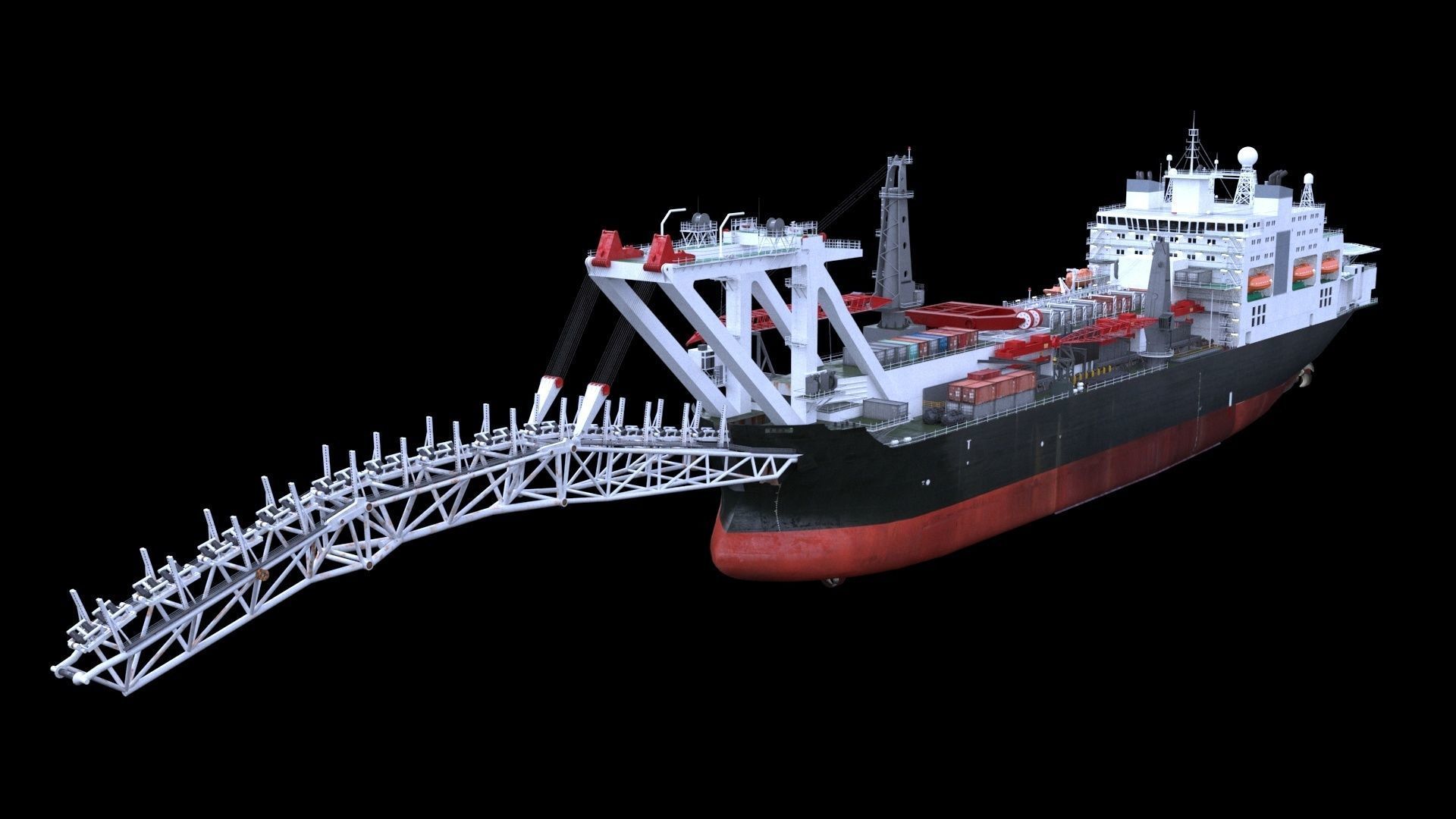 Pipelay vessel 3D model rigged | CGTrader