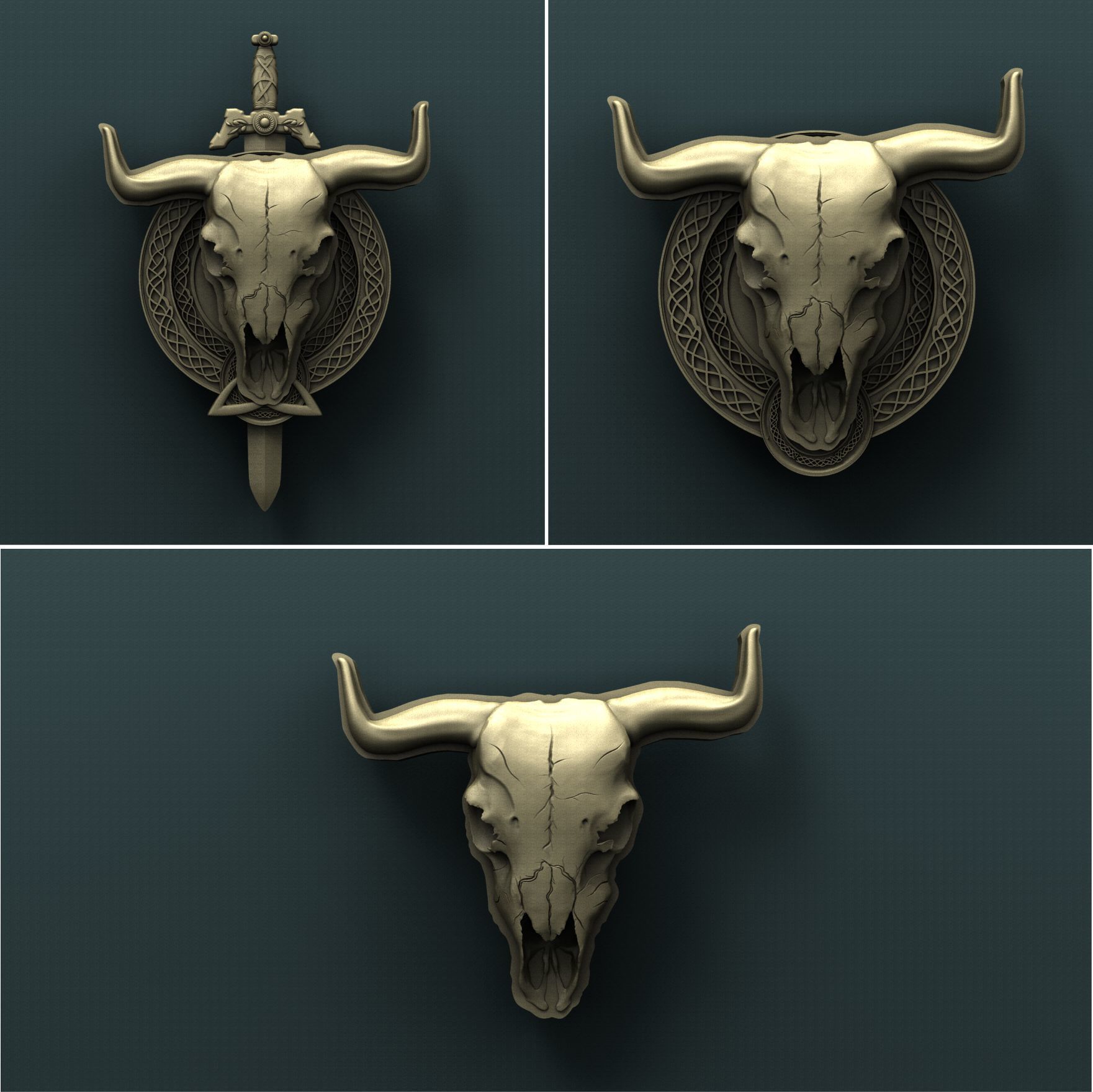 3d STL Model for CNC Router - Cow Skull 3D model | CGTrader
