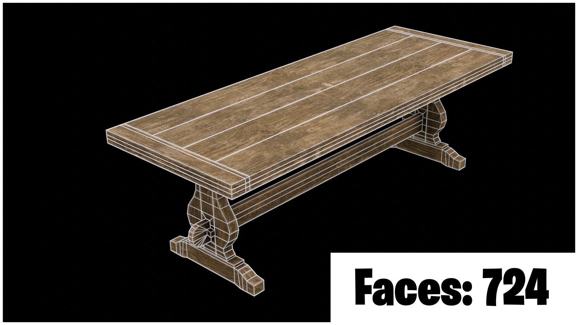 Medieval wooden long table free VR / AR / low-poly 3D model | CGTrader