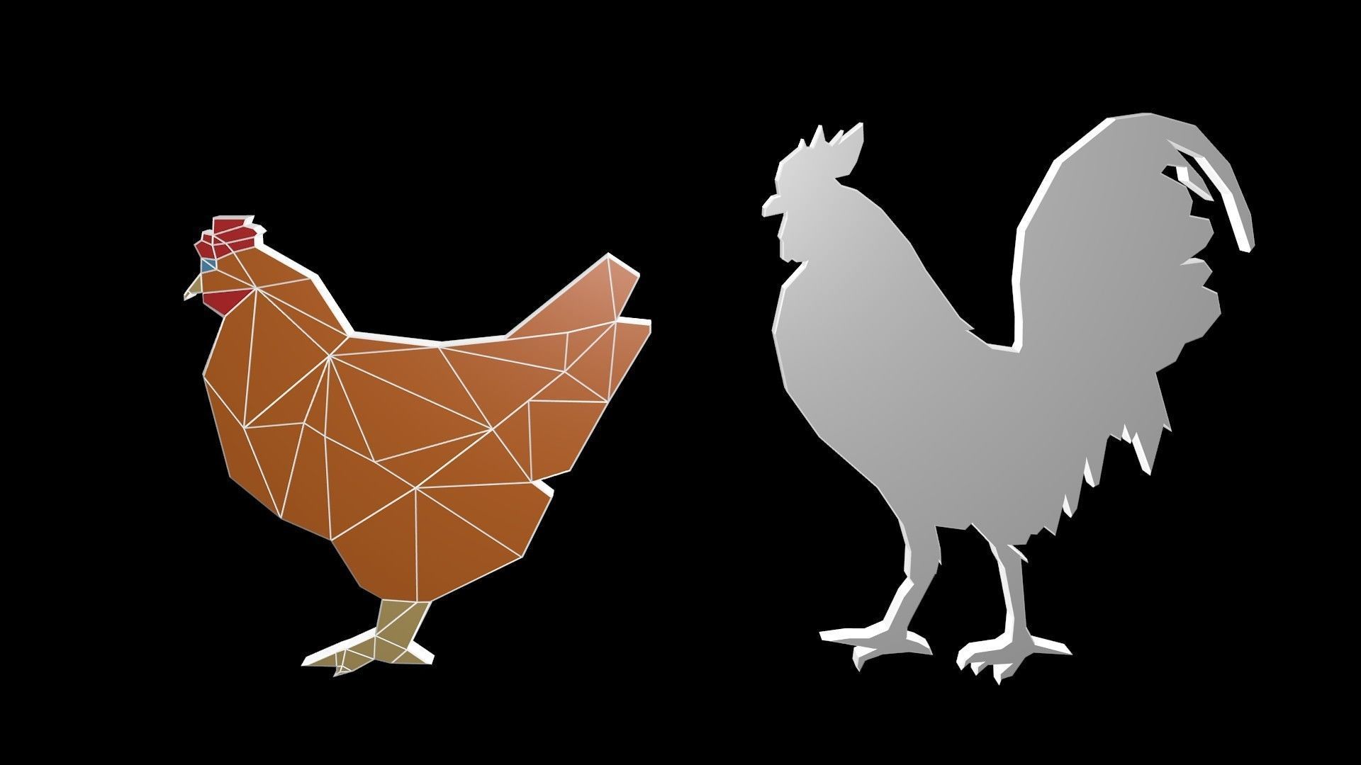 Low poly chicken symbols free VR / AR / low-poly 3D model | CGTrader