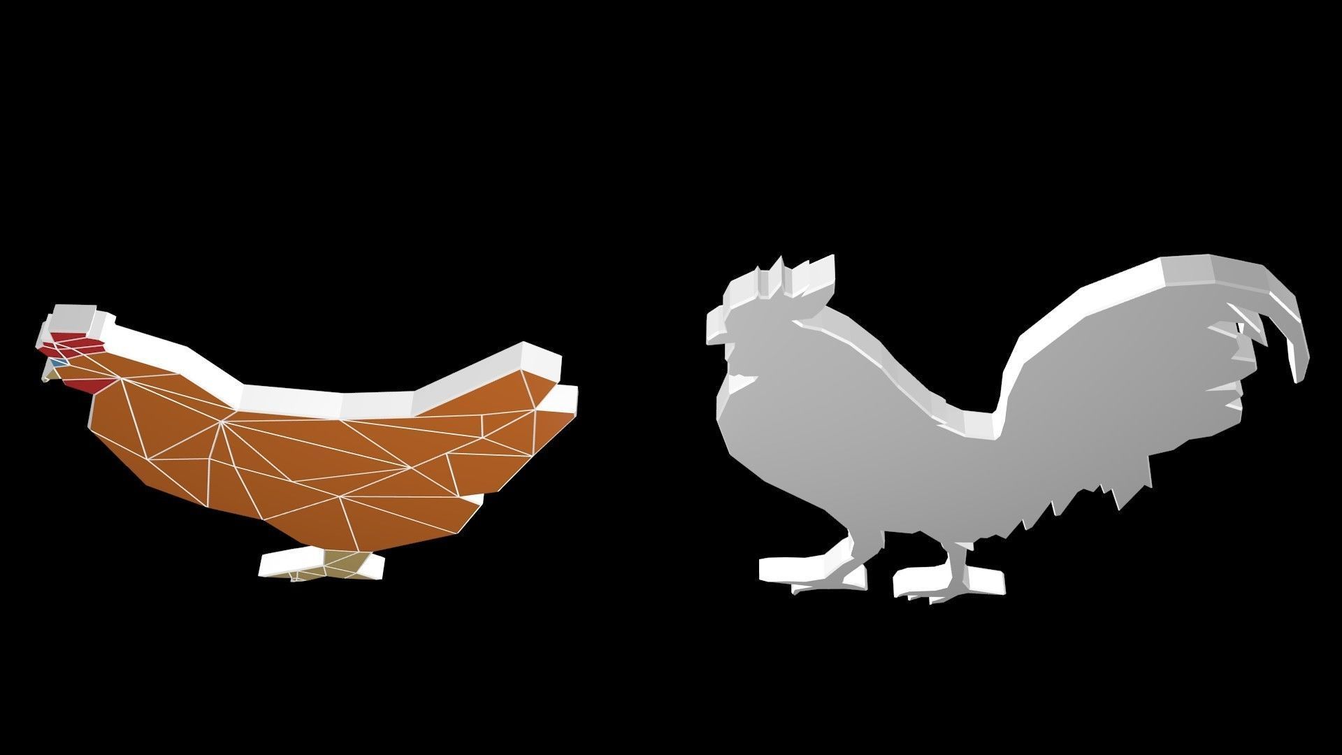 Low poly chicken symbols free VR / AR / low-poly 3D model | CGTrader