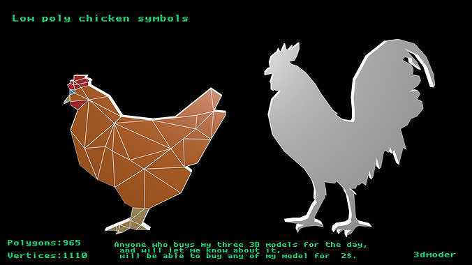 Low poly chicken symbols free VR / AR / low-poly 3D model | CGTrader