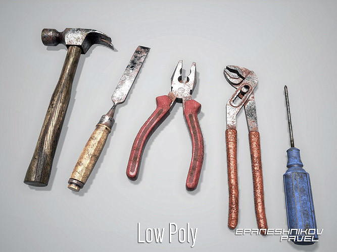 3D model Old tools minipack VR / AR / low-poly | CGTrader