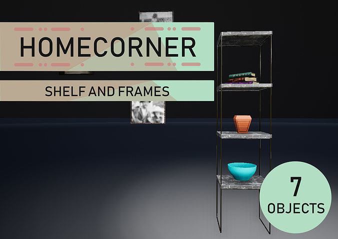 3D model Shelf and Frames VR / AR / low-poly | CGTrader