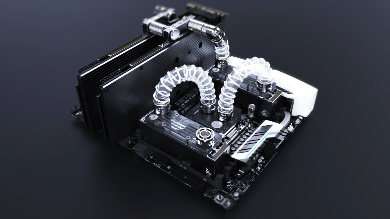 Water Cooled PC Motherboard Assembly 3D model | CGTrader