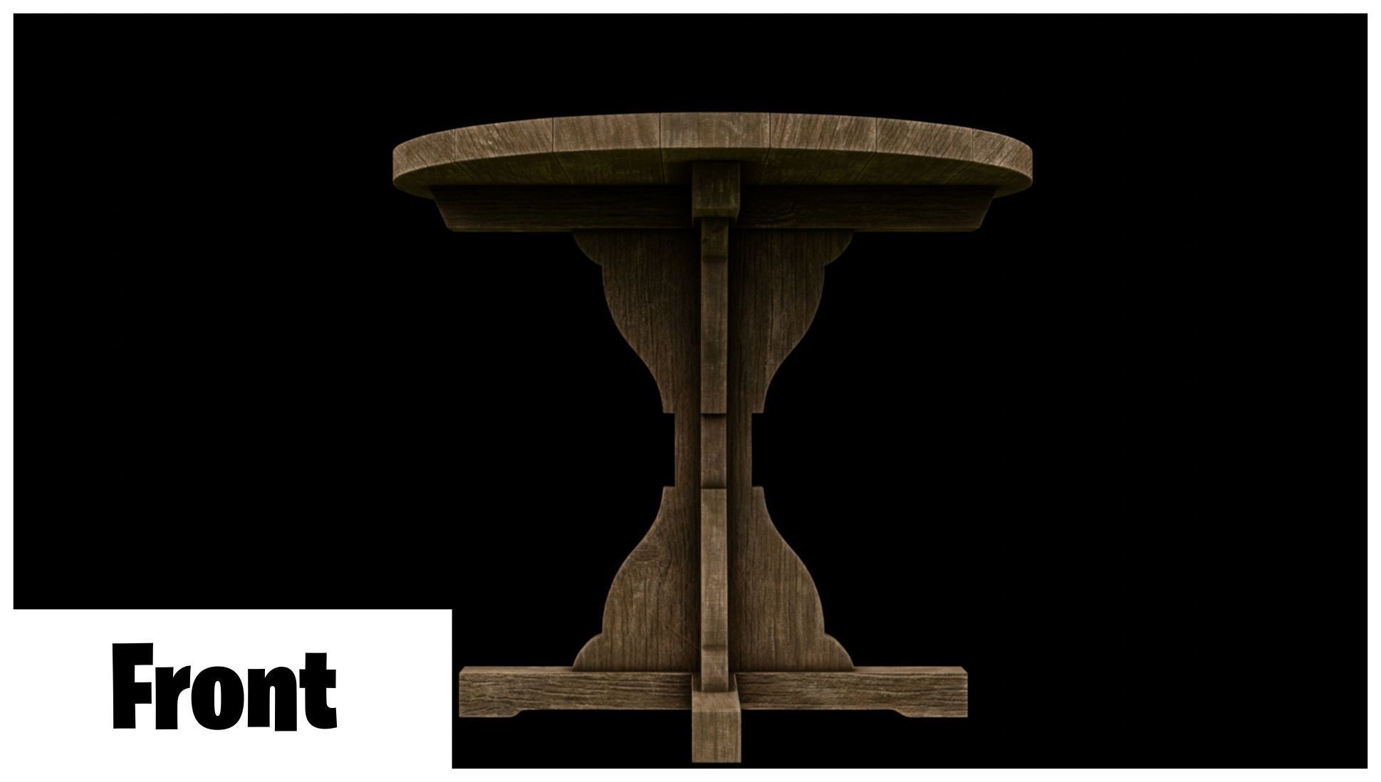 Medieval wooden round small table free VR / AR / low-poly 3D model | CGTrader