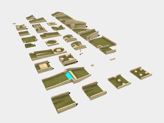 3D model Low Poly Modular Mini Golf Pieces VR / AR / low-poly | CGTrader