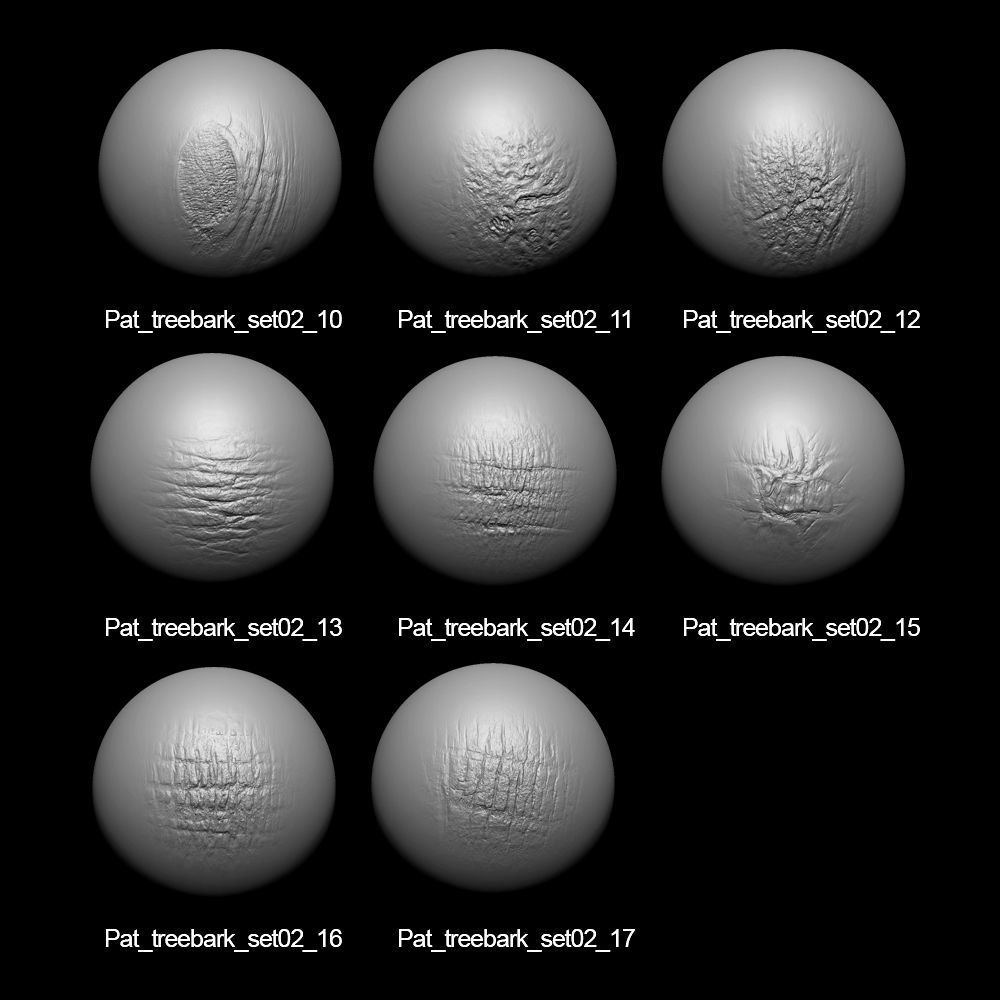 Zbrush Alpha Tree Bark Set02 Texture | CGTrader