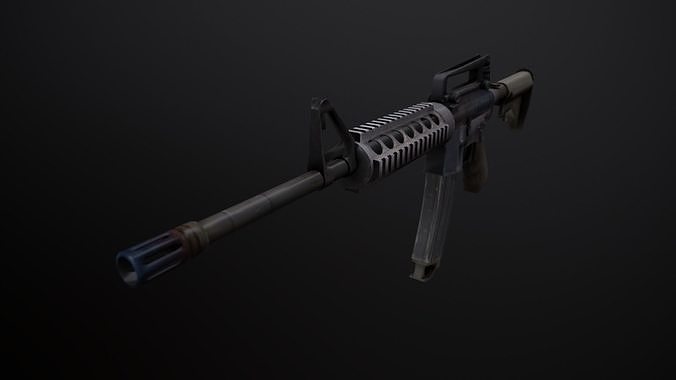 3D model M4A1 Assault Rifle - Model and Textures Low-poly Game Ready VR ...