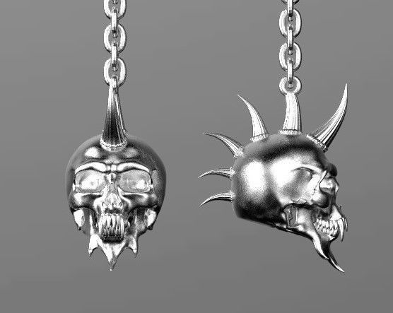 earrings PUNK skull 3D print model | CGTrader