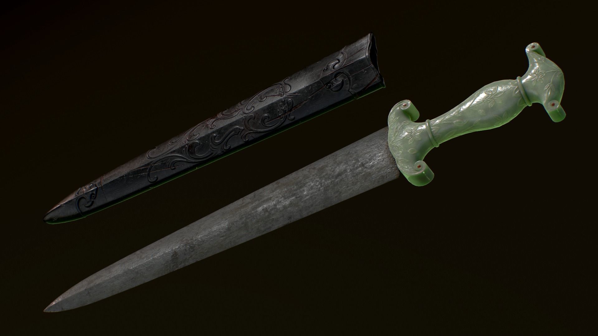 3D model Mughal Jade-handled Khanjar dagger VR / AR / low-poly | CGTrader