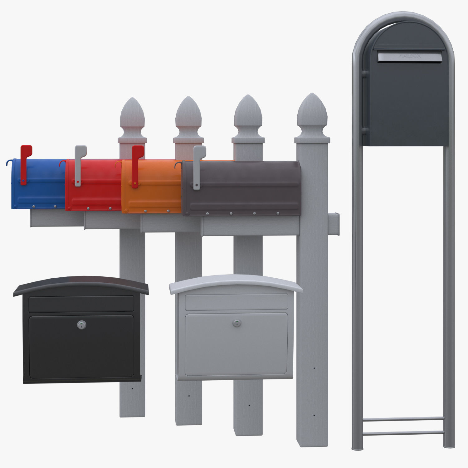 Mail box set 3D model | CGTrader