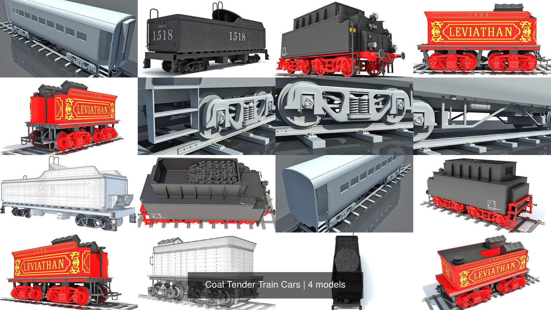 Coal Tender Train Cars 3D Model Collection | CGTrader