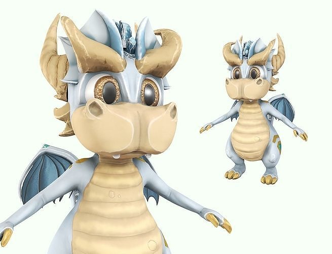 3D model Little Ice Dragon Game Character VR / AR / low-poly | CGTrader