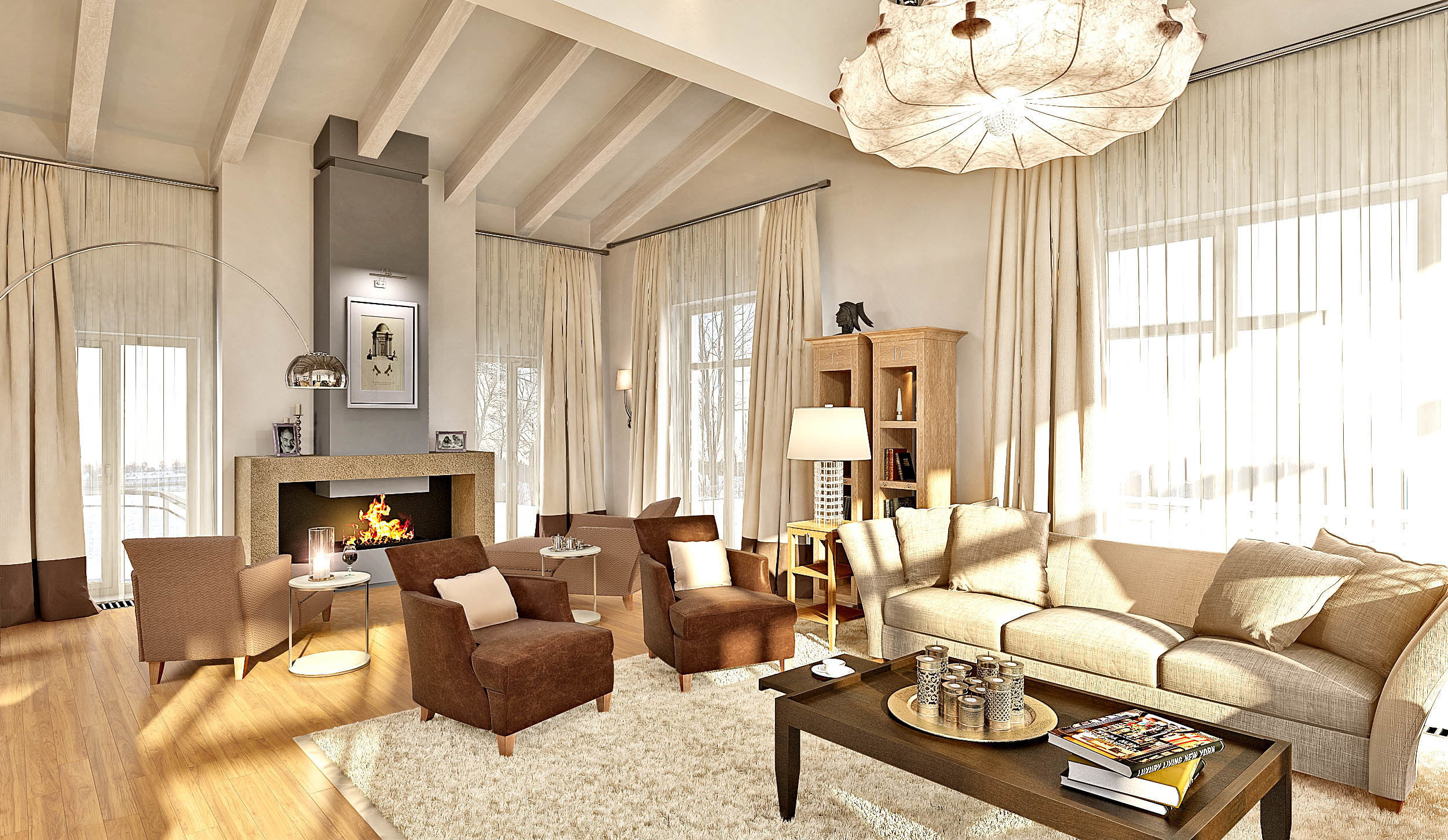 Big Scene Interior Living Room 3D model | CGTrader