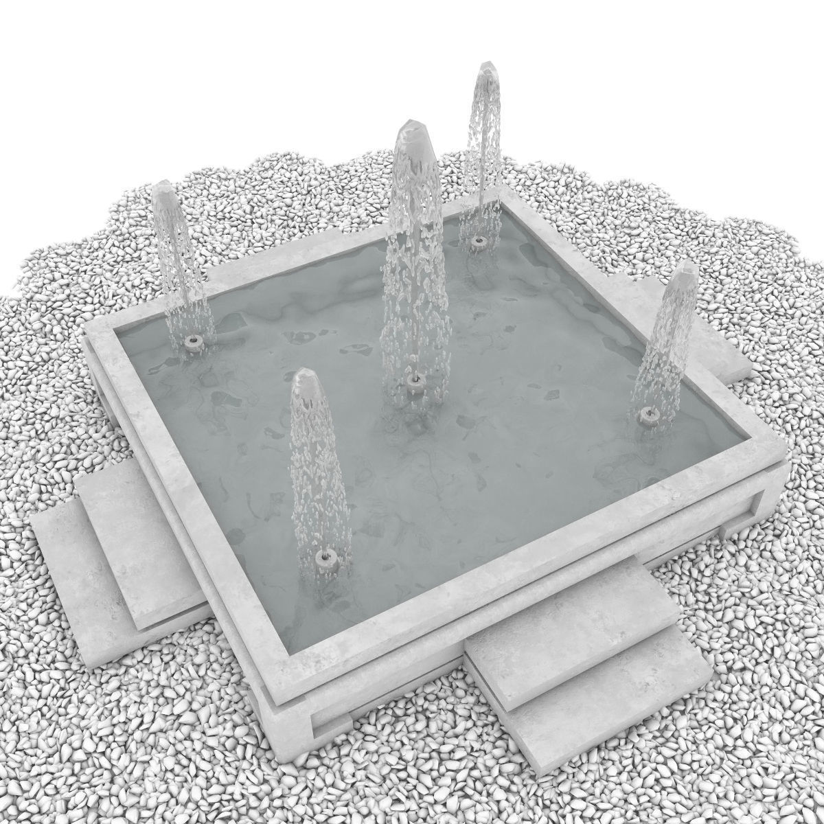 FOUNTAIN in square shape 3D model | CGTrader