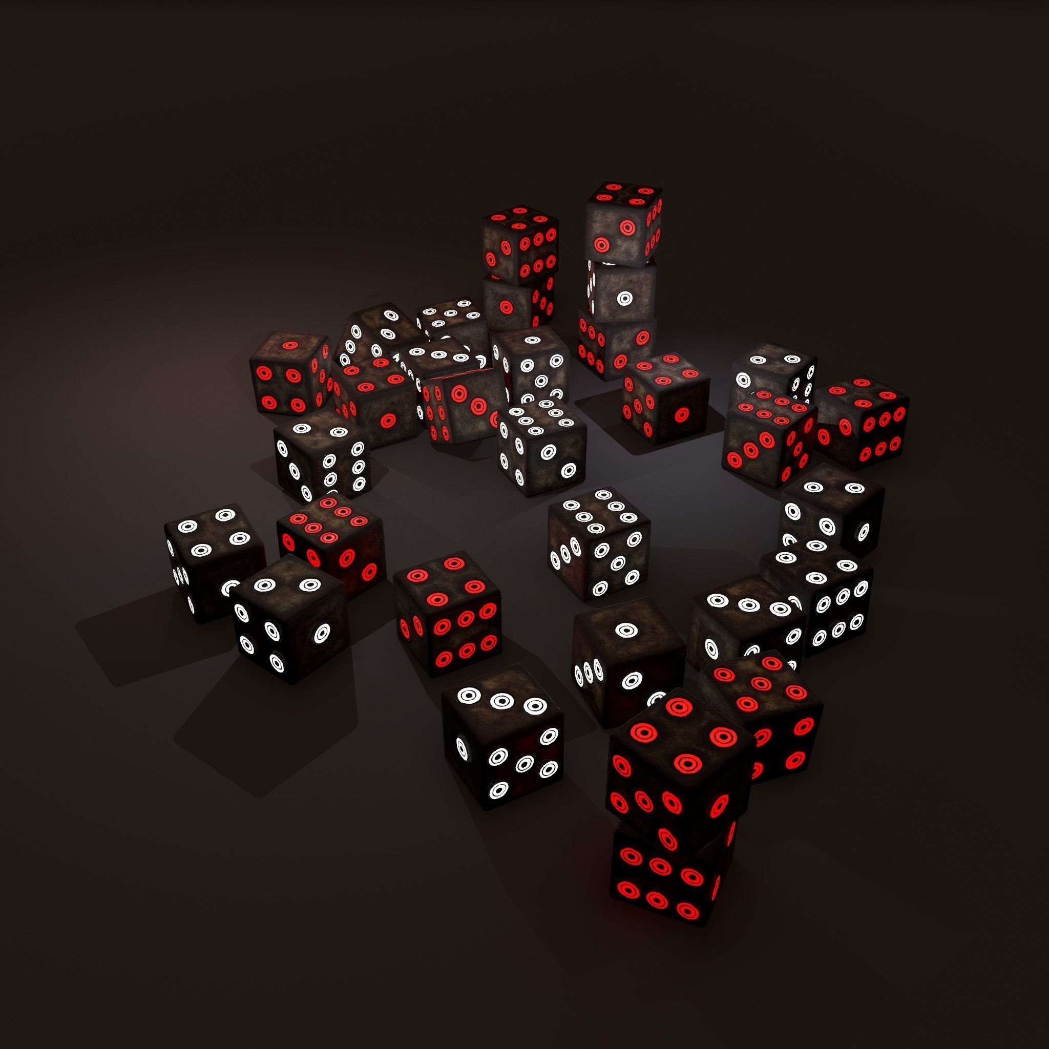 Multi-Colors Emissive Dice Package free VR / AR / low-poly 3D model ...