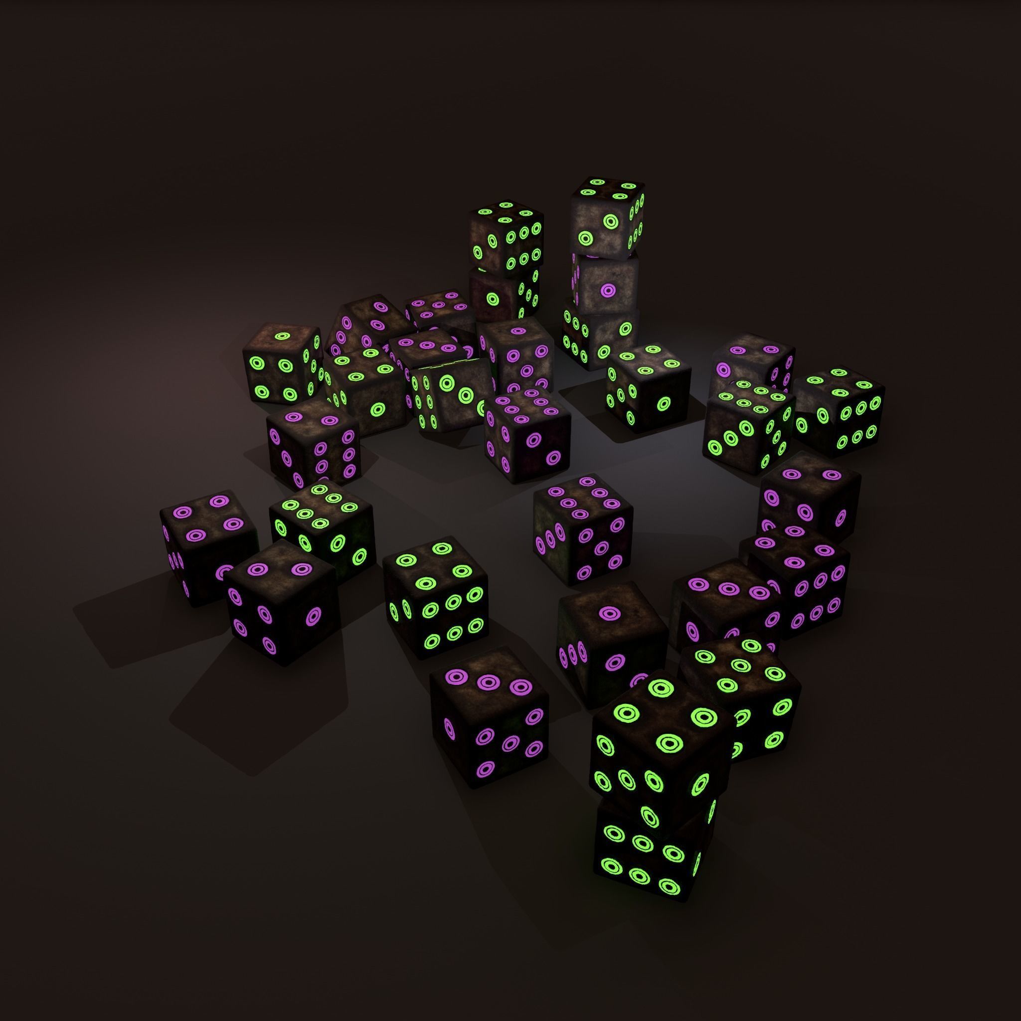 Multi-Colors Emissive Dice Package free VR / AR / low-poly 3D model ...