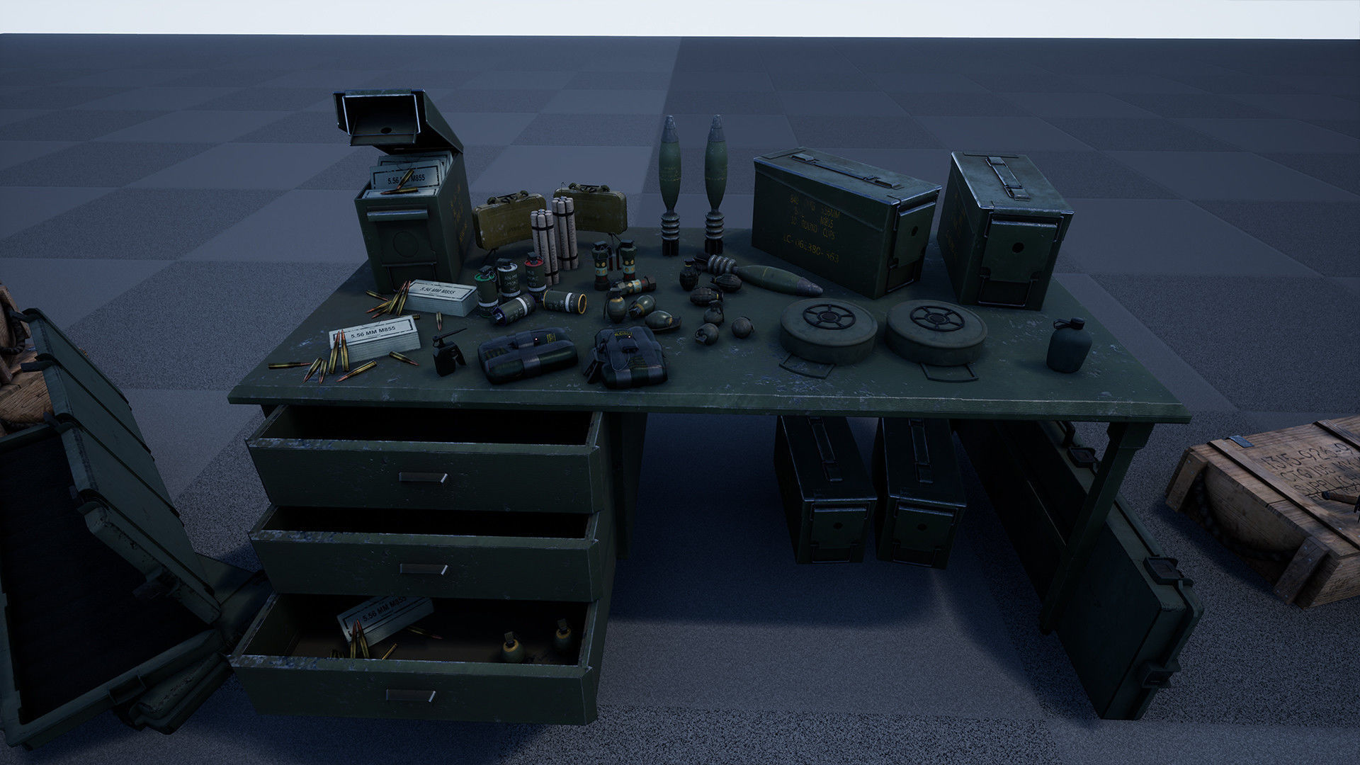 3D model UE4 - Knives Explosives and Ammunition - Military Props Pack ...