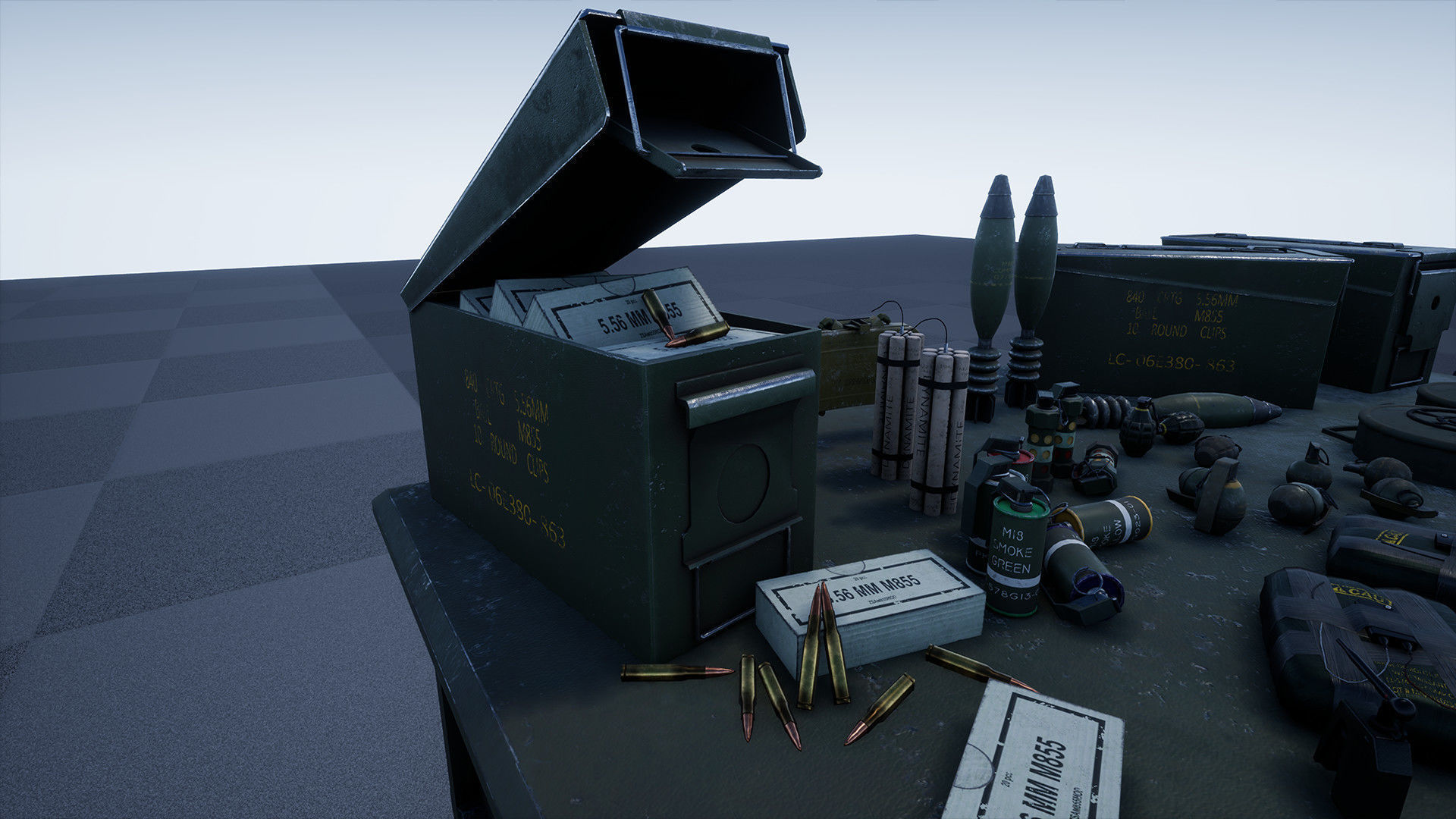 3D model UE4 - Knives Explosives and Ammunition - Military Props Pack ...