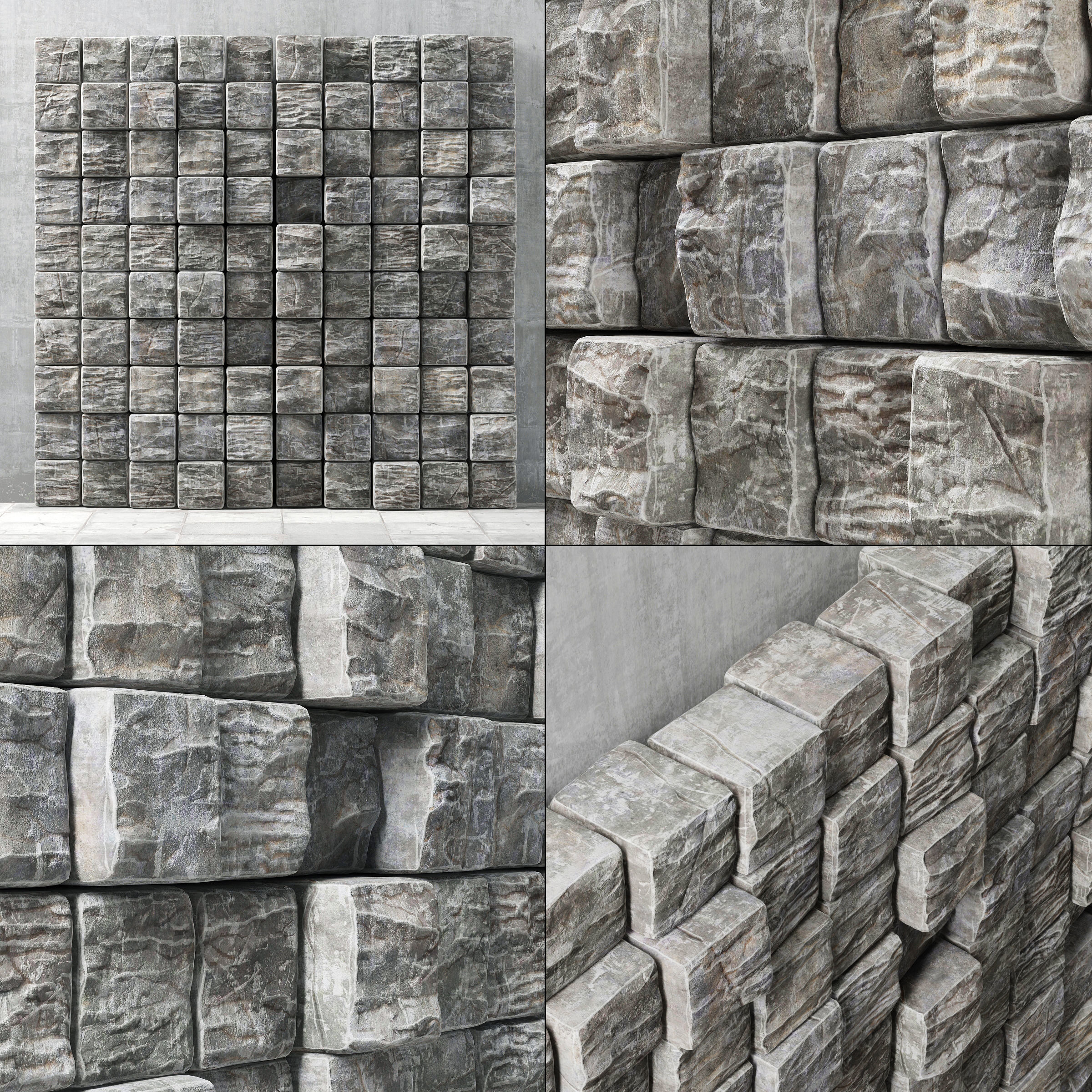 Stone cube panel n3 3D model | CGTrader