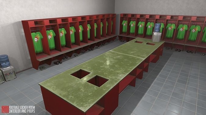 3D model Football locker room - interior and props VR / AR / low-poly ...