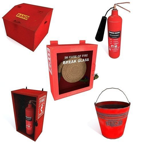 Fire Equipment Set Low Poly 3D Model Collection | CGTrader
