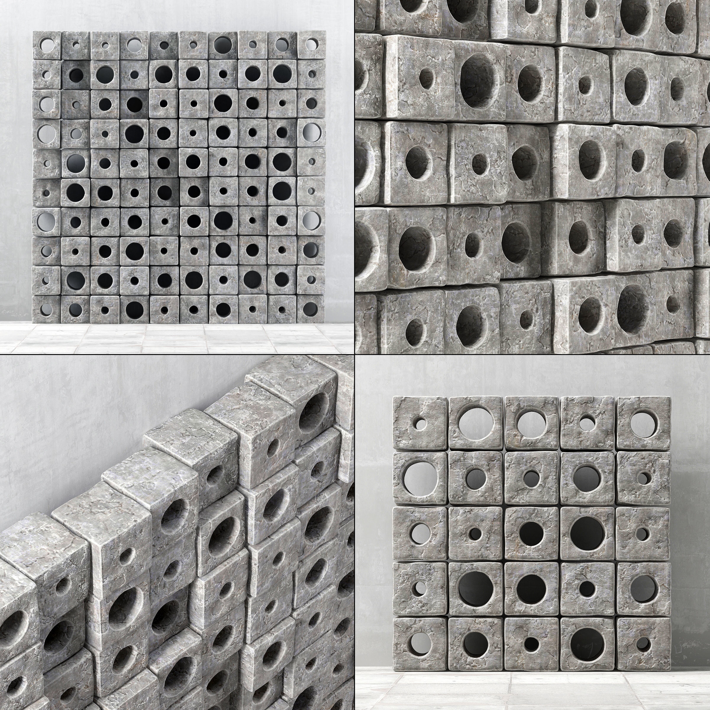 Panel stone cube hole 3D model | CGTrader