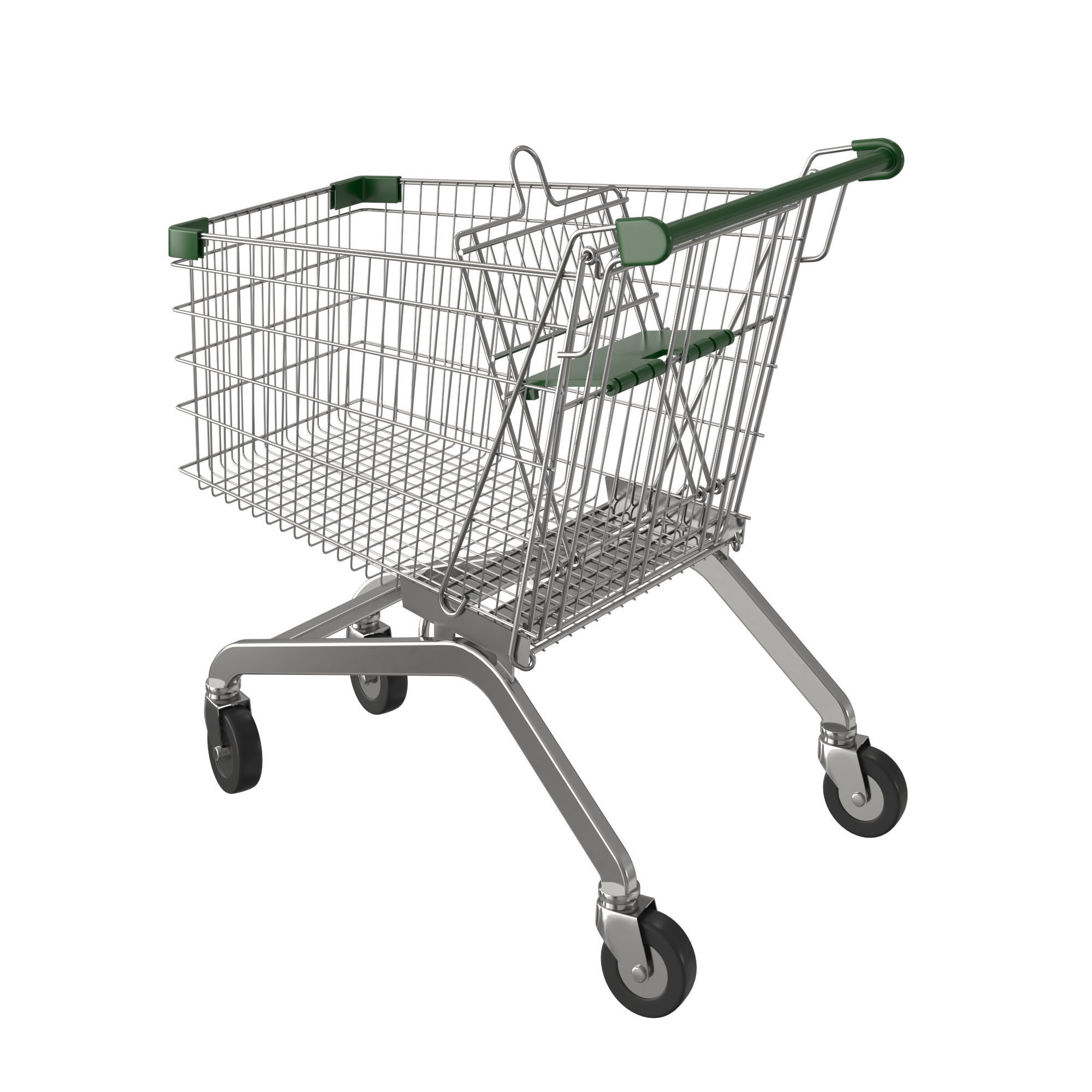 Green shopping cart 3D model | CGTrader