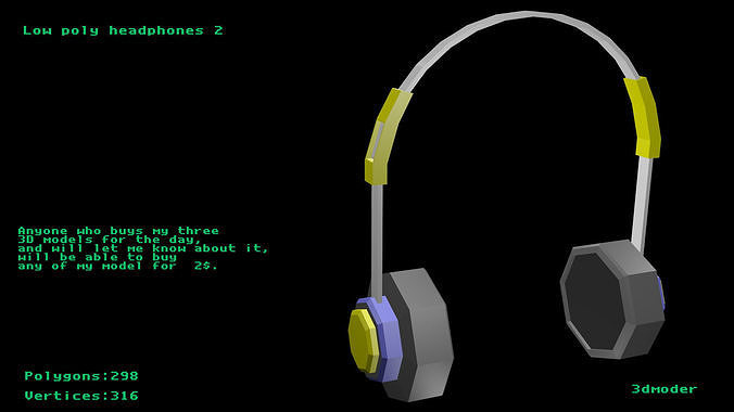 3D model Low poly headphones 2 VR / AR / low-poly | CGTrader
