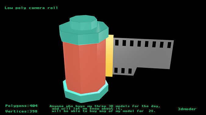 3D model Low poly camera roll VR / AR / low-poly | CGTrader
