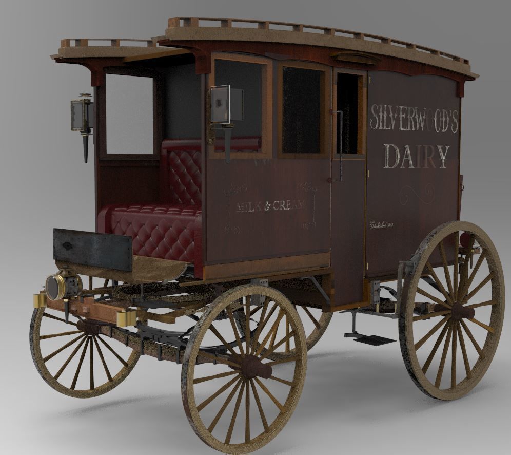 Commercial Horse-Drawn Wagon 3D model | CGTrader