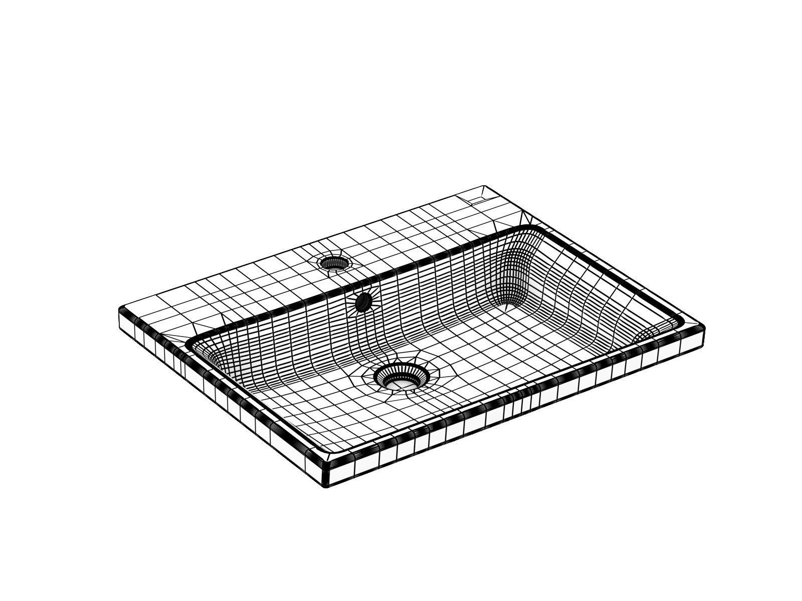 Cube Semi recessed Basin 60 Set 3D model | CGTrader