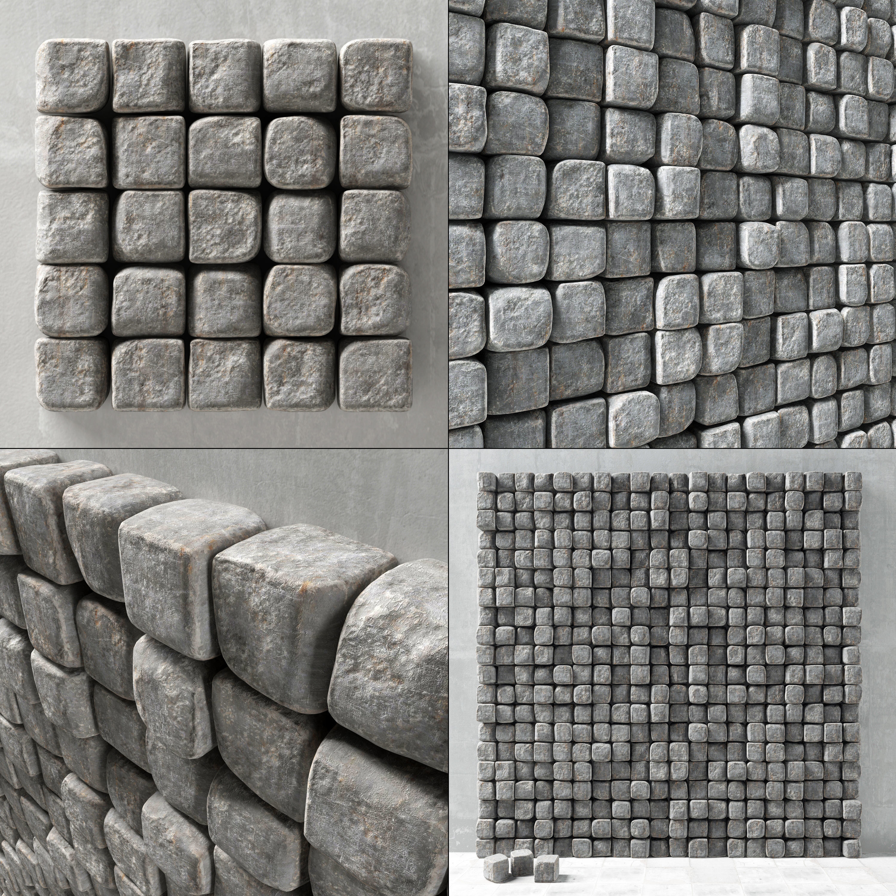 Stone cube panel 3D model | CGTrader