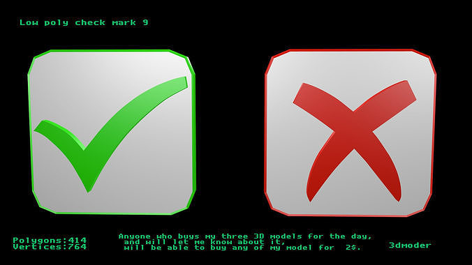 3D model Low poly check mark 9 VR / AR / low-poly | CGTrader