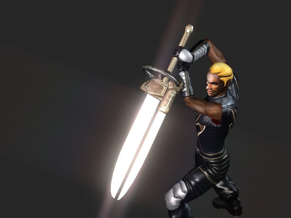 3D model Double bladed tuner mechanical sword VR / AR / low-poly ...