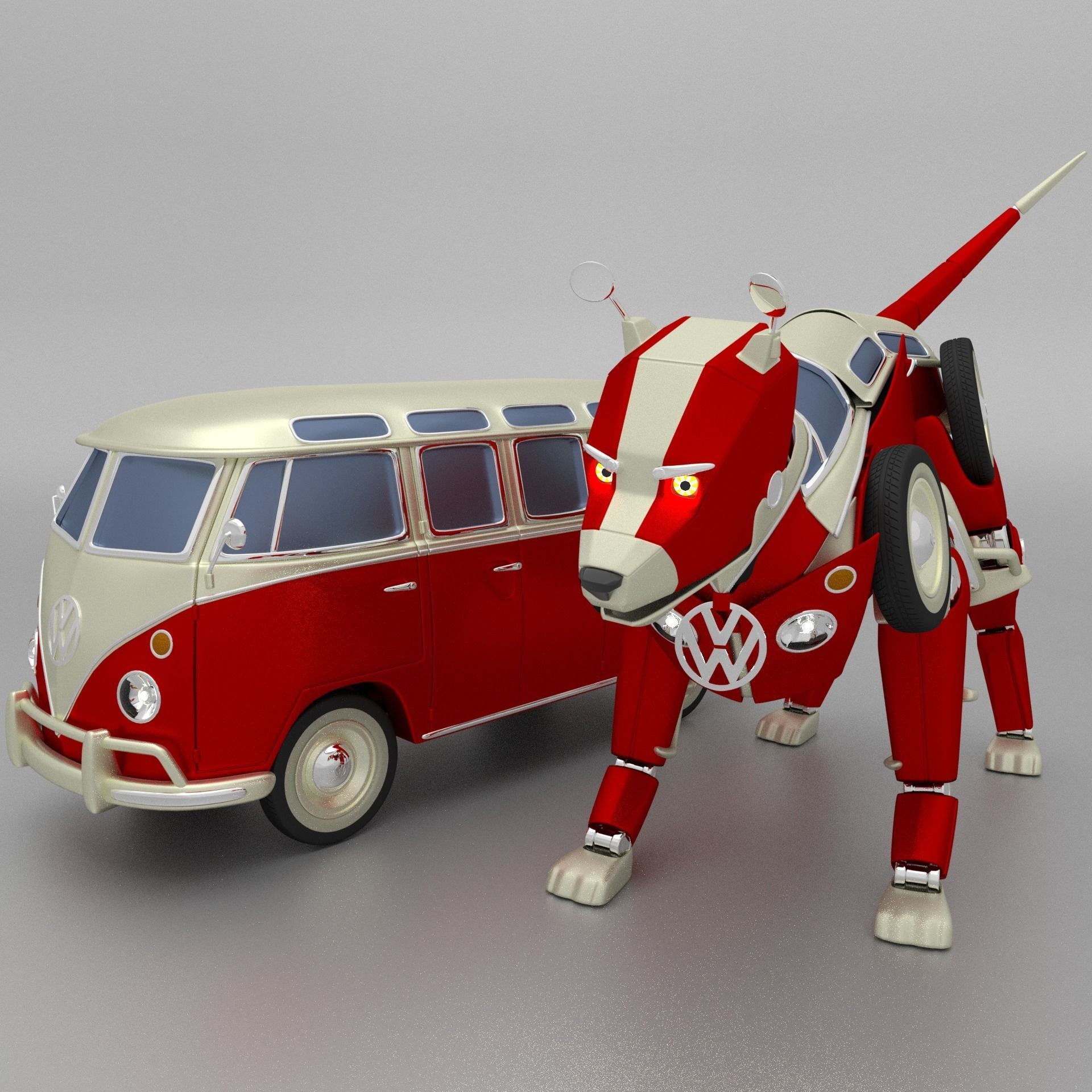 VW Bulli Samba T1 Transformer 3D model free 3D model rigged | CGTrader