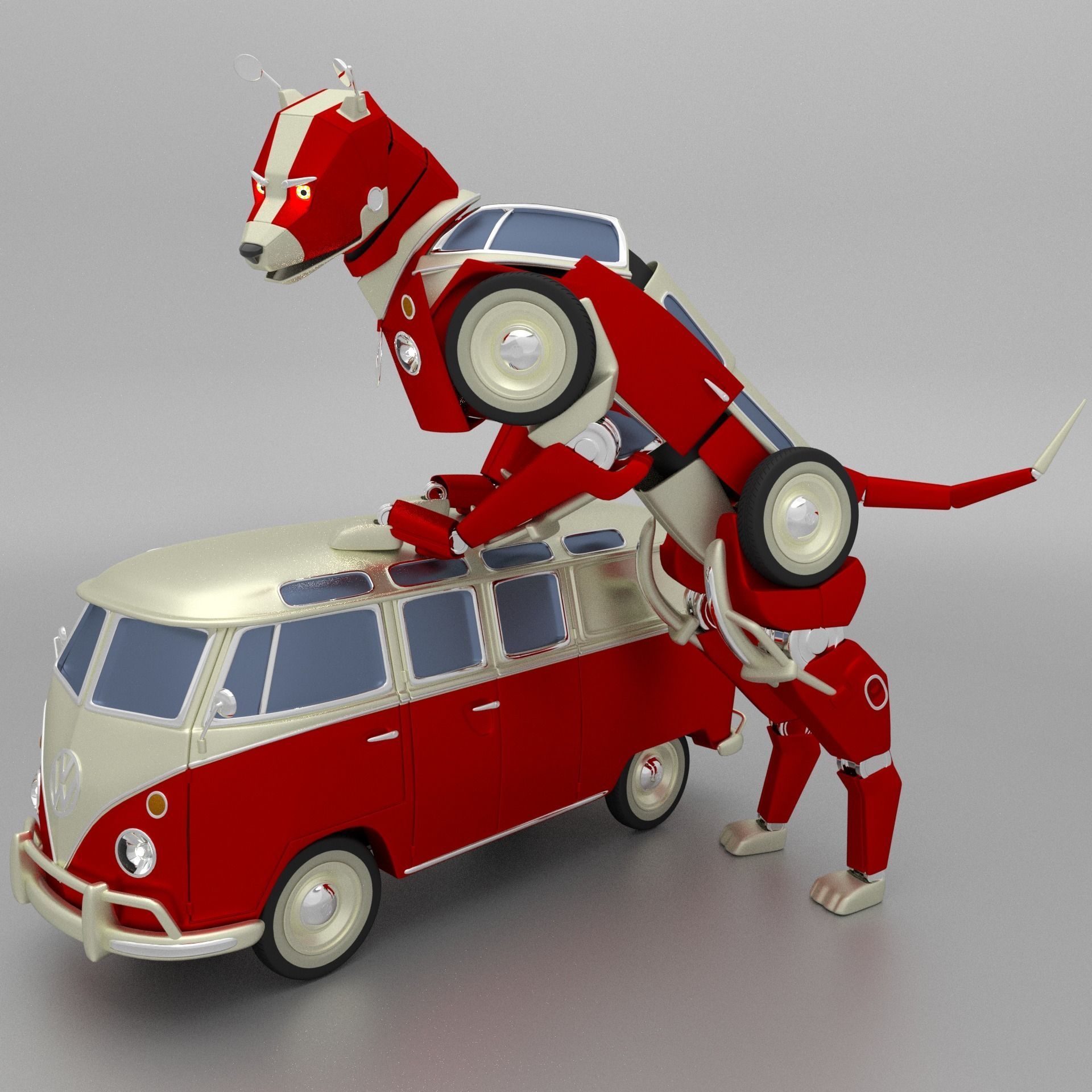 VW Bulli Samba T1 Transformer 3D model free 3D model rigged | CGTrader