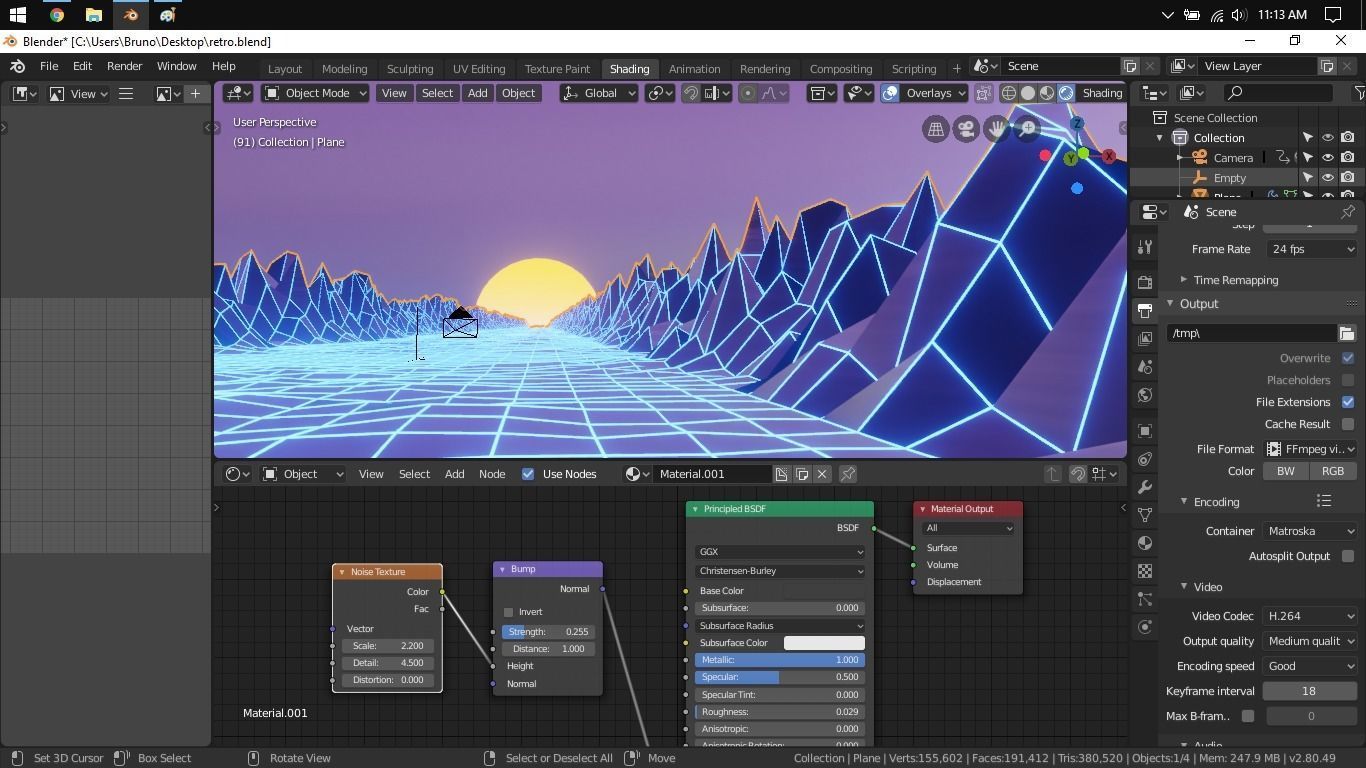 3D model Retrowave 80s style 3D Scene Blender EEVEE VR / AR / low-poly | CGTrader