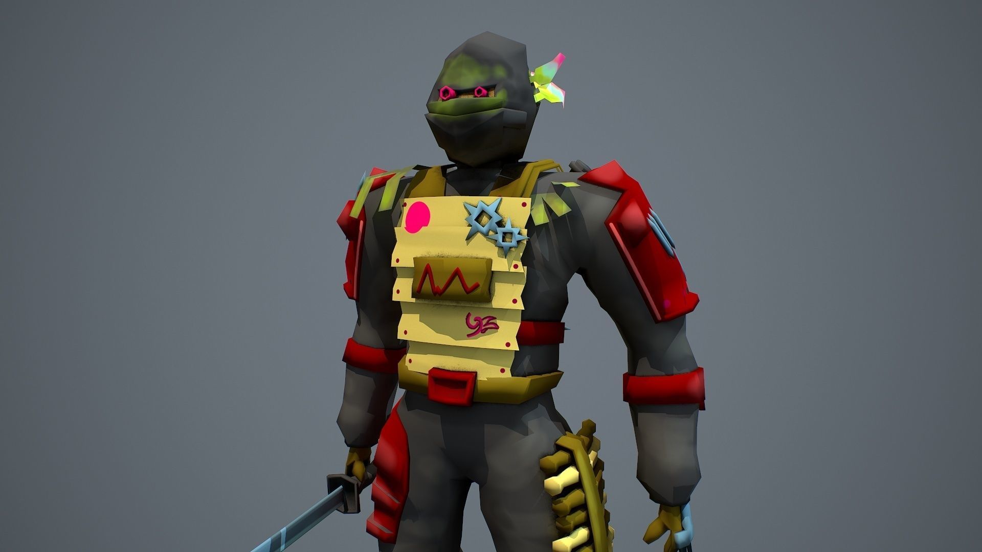 3D model Low poly stylized fantasy ninja character model VR / AR / low ...